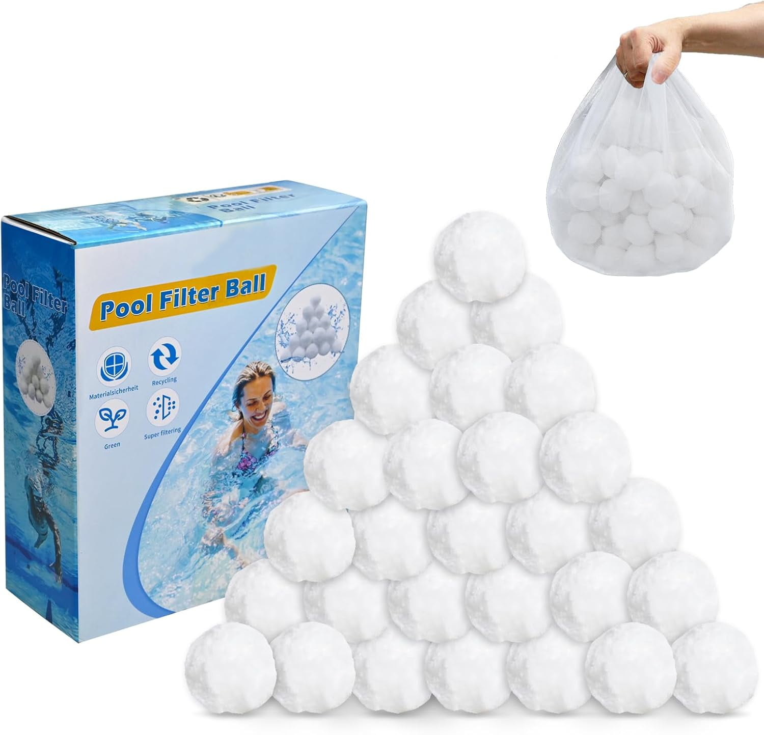 1.5 Lbs Pool Filter Balls for Sand Filter,Reusable Eco-Friendly Sand ...
