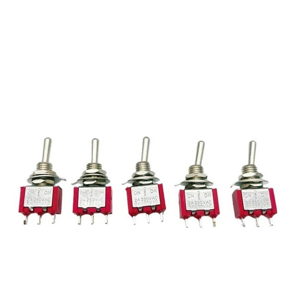 1/5 PCS,Red Mini 3Pin 6mm 2/3 position,Self-Resetting Toggle Switches ...