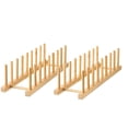 1-5 Pcs Bamboo Wooden Dish Rack-Plate Pot Lid Cutting Board Organizer ...