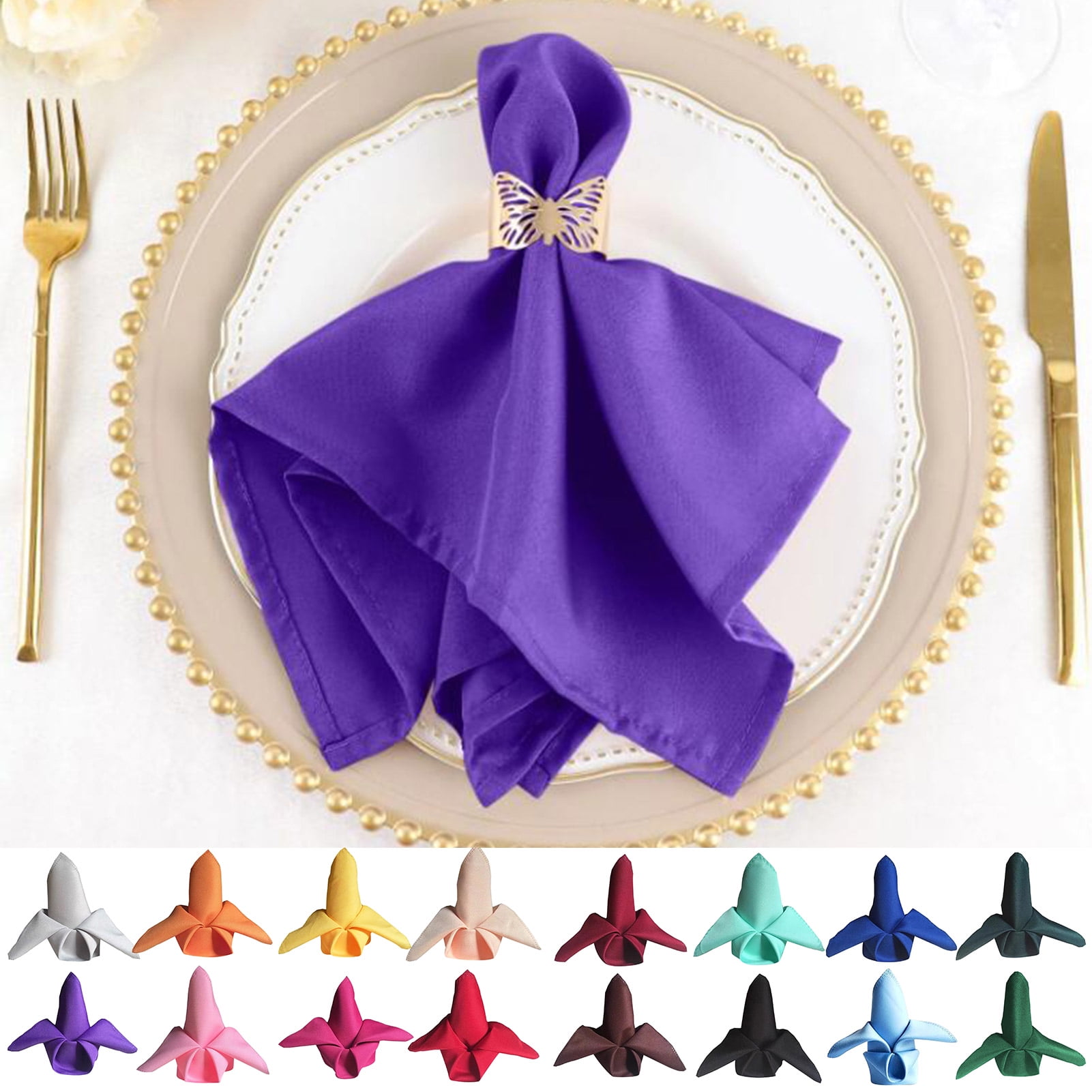 1/5 Pcs Dinner Napkin Solid Color Seamless Ruffled Edges Table Decor ...