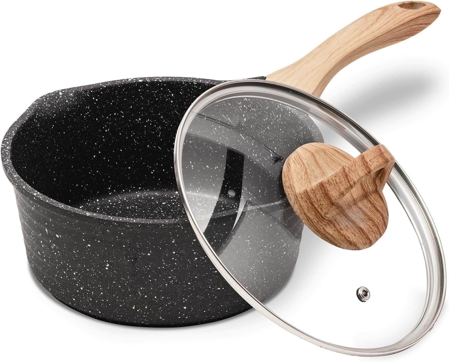 ‌1.5 Quart Nonstick Saucepan with Lid - Free Coating, Masterclass ...