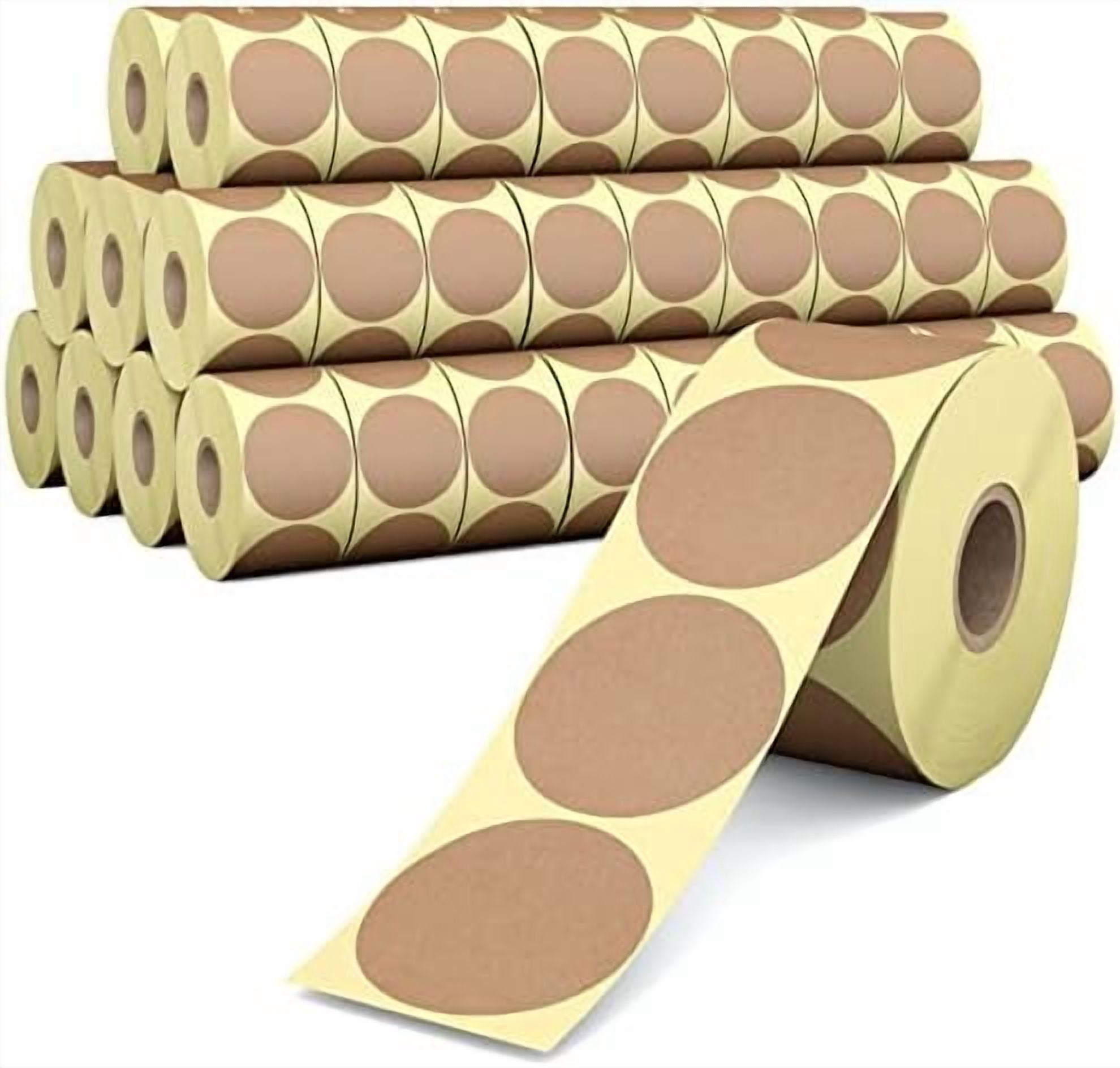 1.5" Round Natural Brown Kraft Stickers Permanent Adhesive - 80 Rolls ...