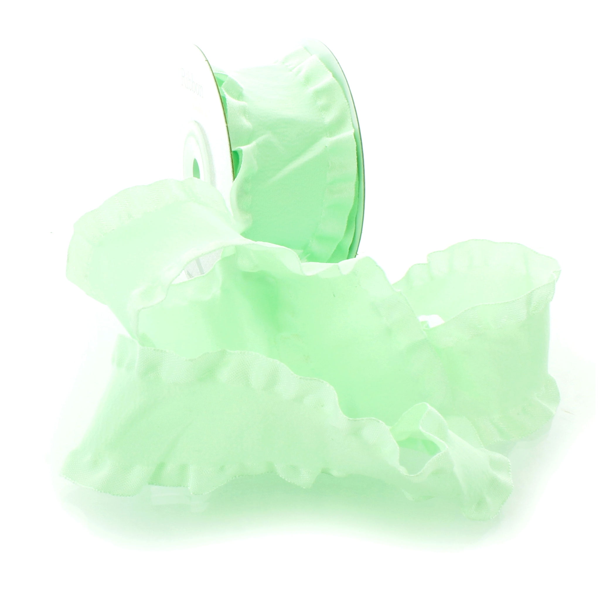 1.5" Satin Double Ruffle Ribbon 530 Mint 3 Yard - Walmart Business Supplies