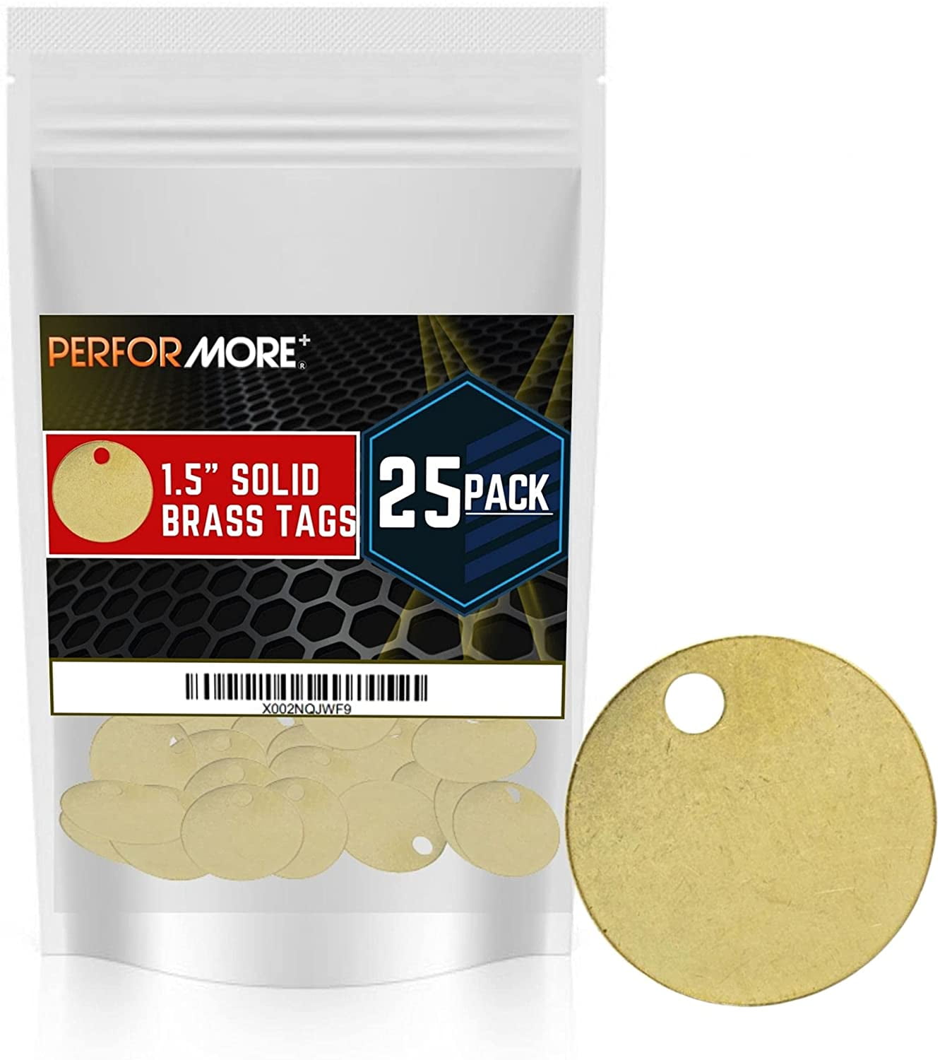 1.5" Solid Brass Numbered Valve Tags (1-25) Round Disc with 3/16" Hole ...