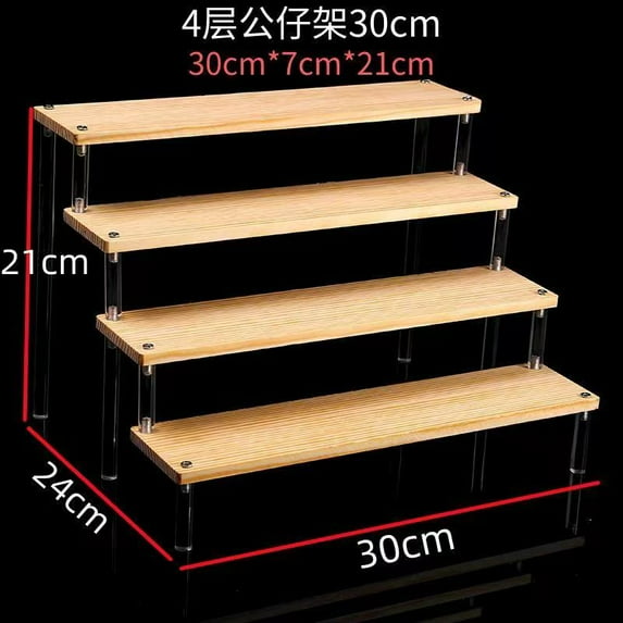 1-5 Tier Acrylic and Solid Wood Panel with Clear Acrylic Column Display ...