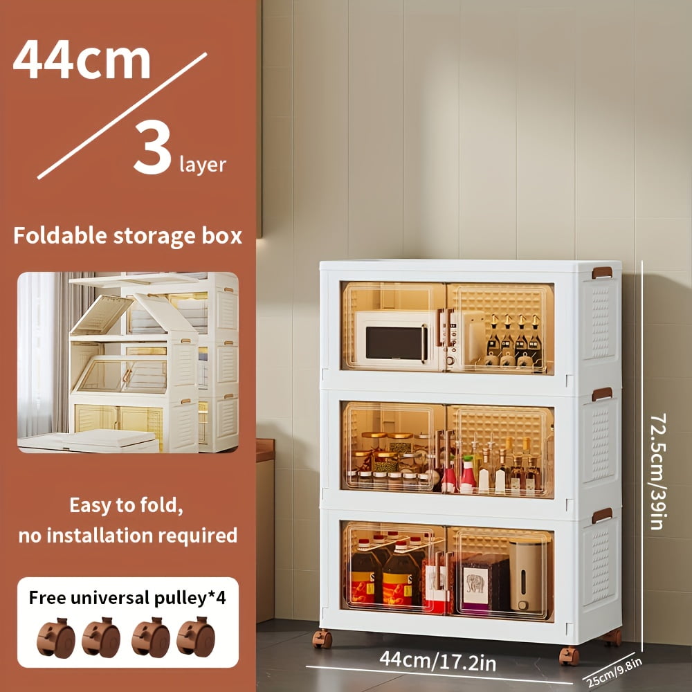 1-5 Tier Stackable Storage Bins with Lid & Wheels - Plastic Foldable ...