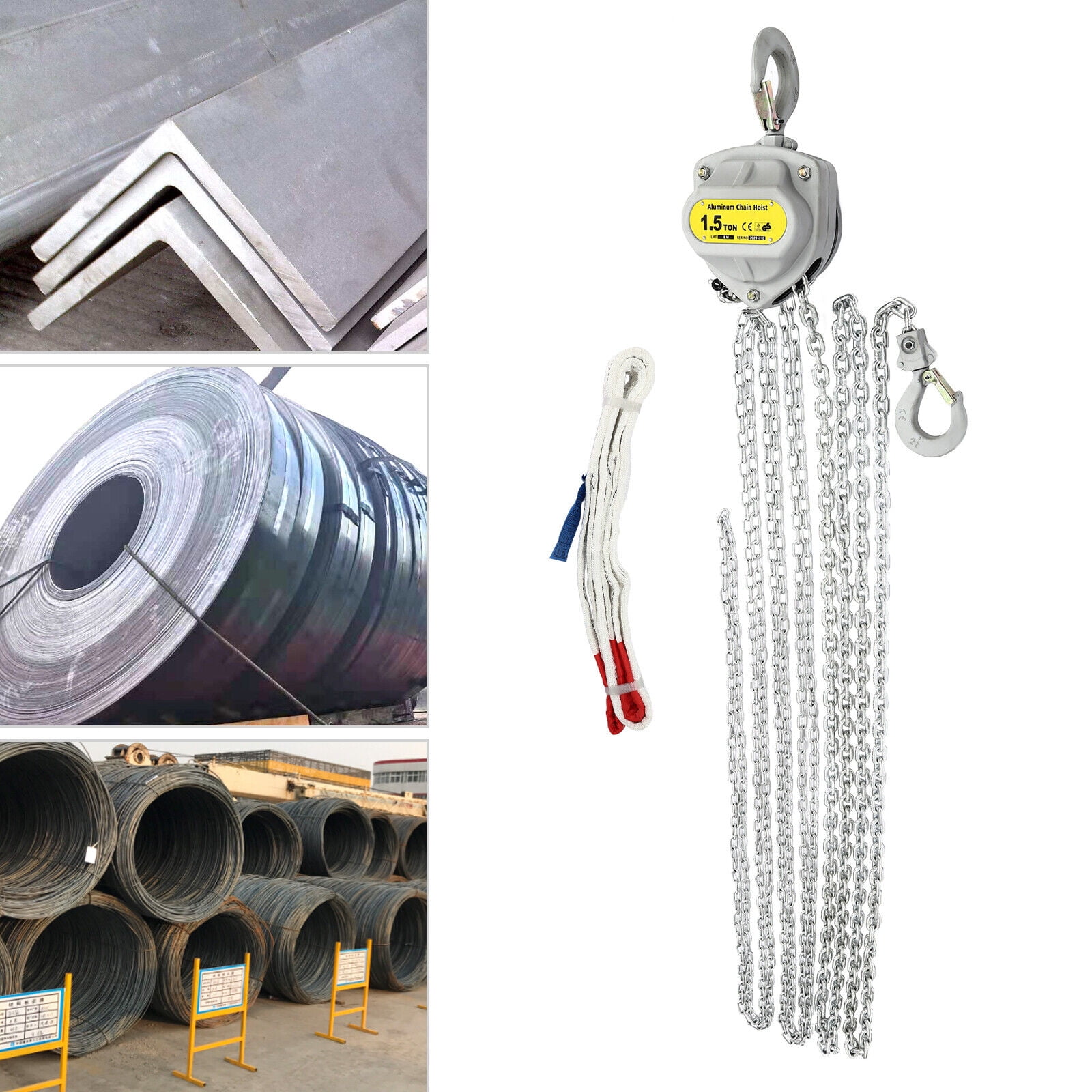 1.5 Ton Hand Chain Hoist Manual Block with 360 Rotatable Hooks 6m Chain ...
