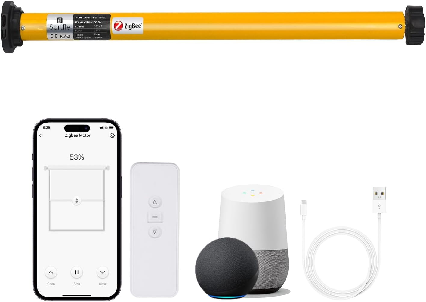 1.5" Zigbee Blinds Motor Rechargeable,Automatic Blinds Opener-No Wiring ...