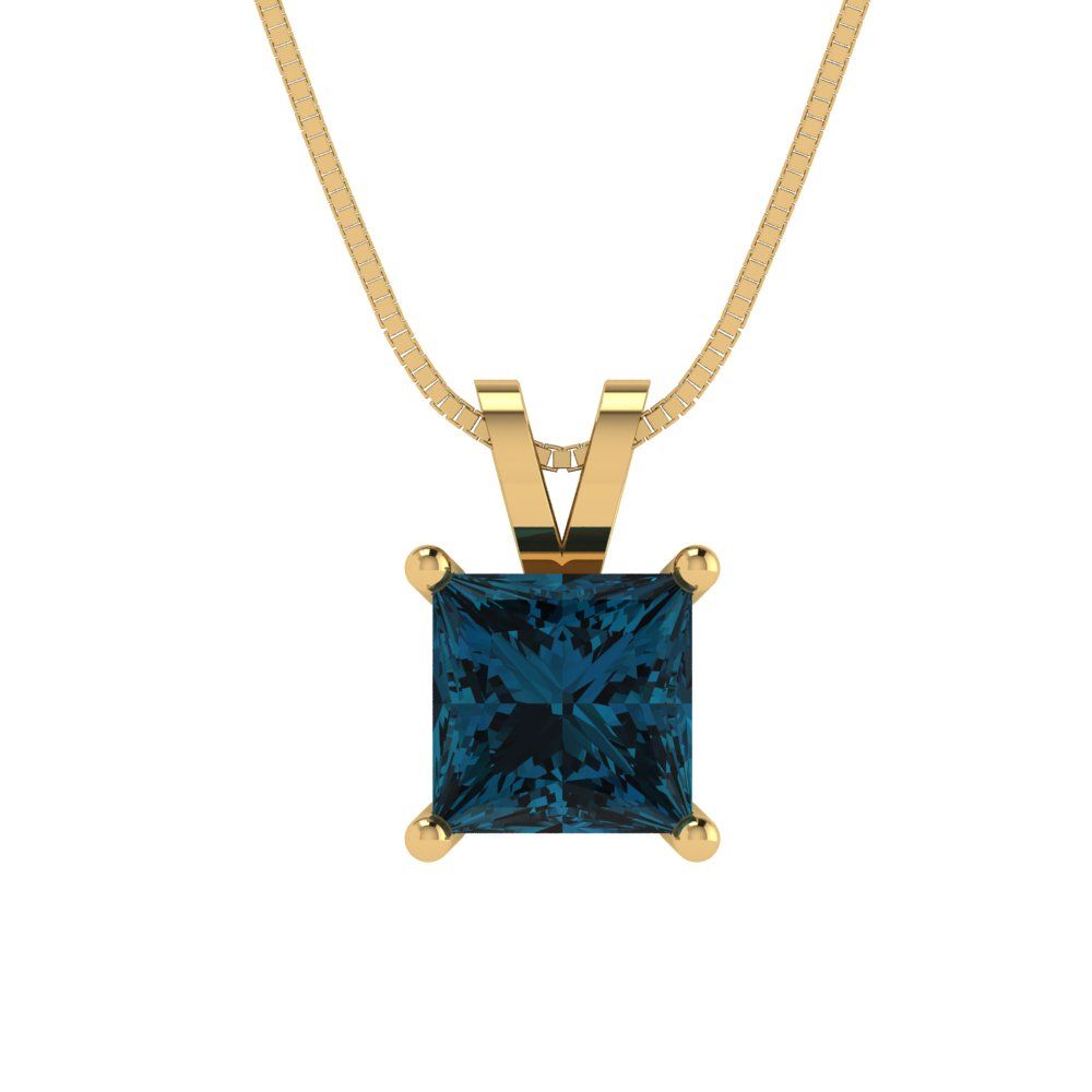 1.5 cctw London Blue Topaz Yellow Gold Plated Pendant with 16" Box ...