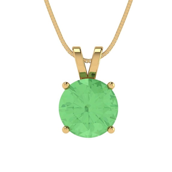 1.5 cctw Simulated Green Diamond Yellow Gold Plated Pendant with 16 ...