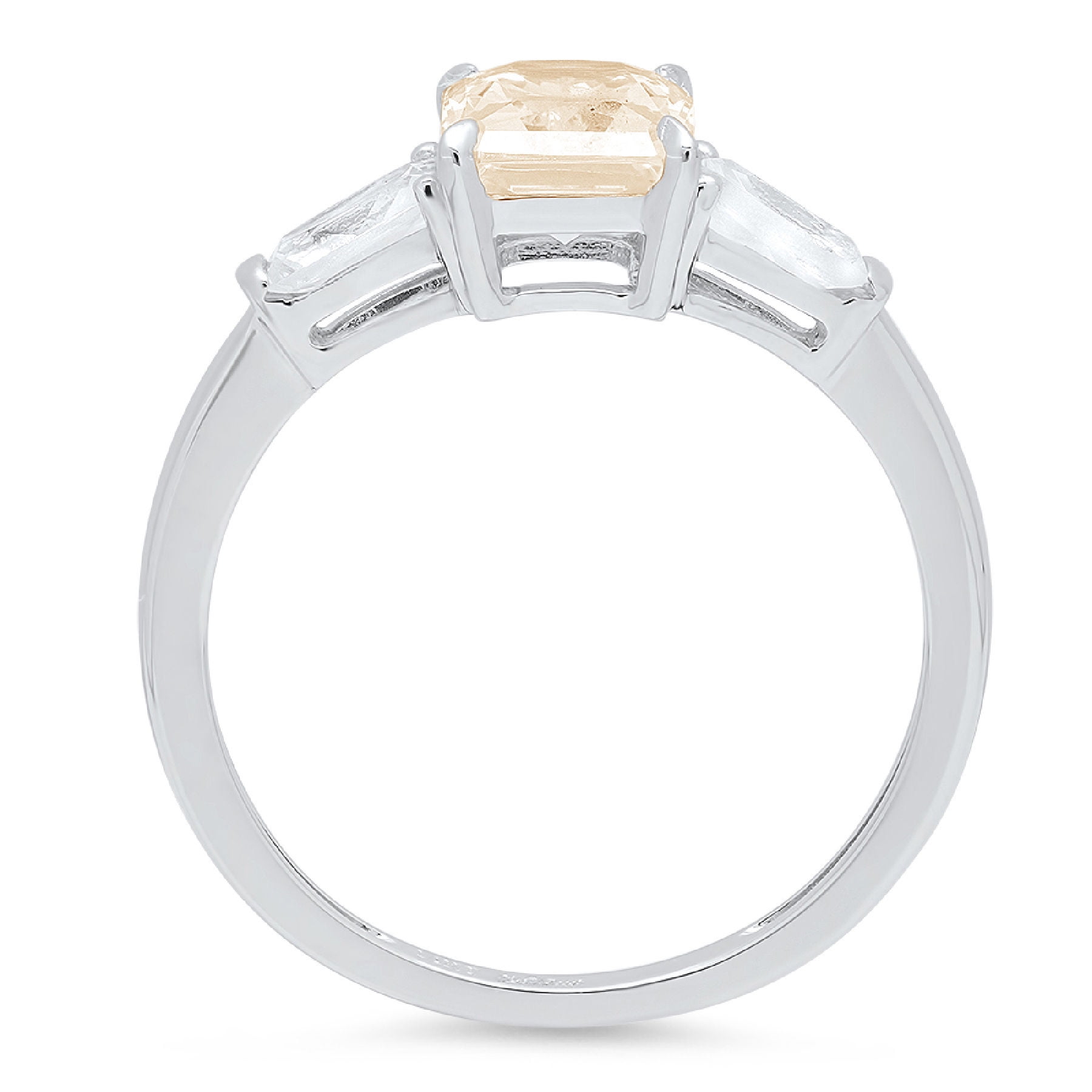 1.5 ct Emerald Cut Natural Morganite Three-Stone Engagement Ring for ...