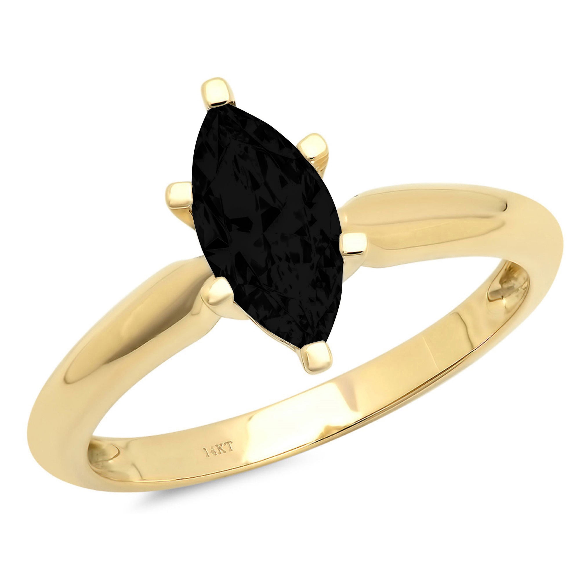 1.5 ct Marquise Cut Natural Onyx Solitaire 18K Yellow Gold Womens ...
