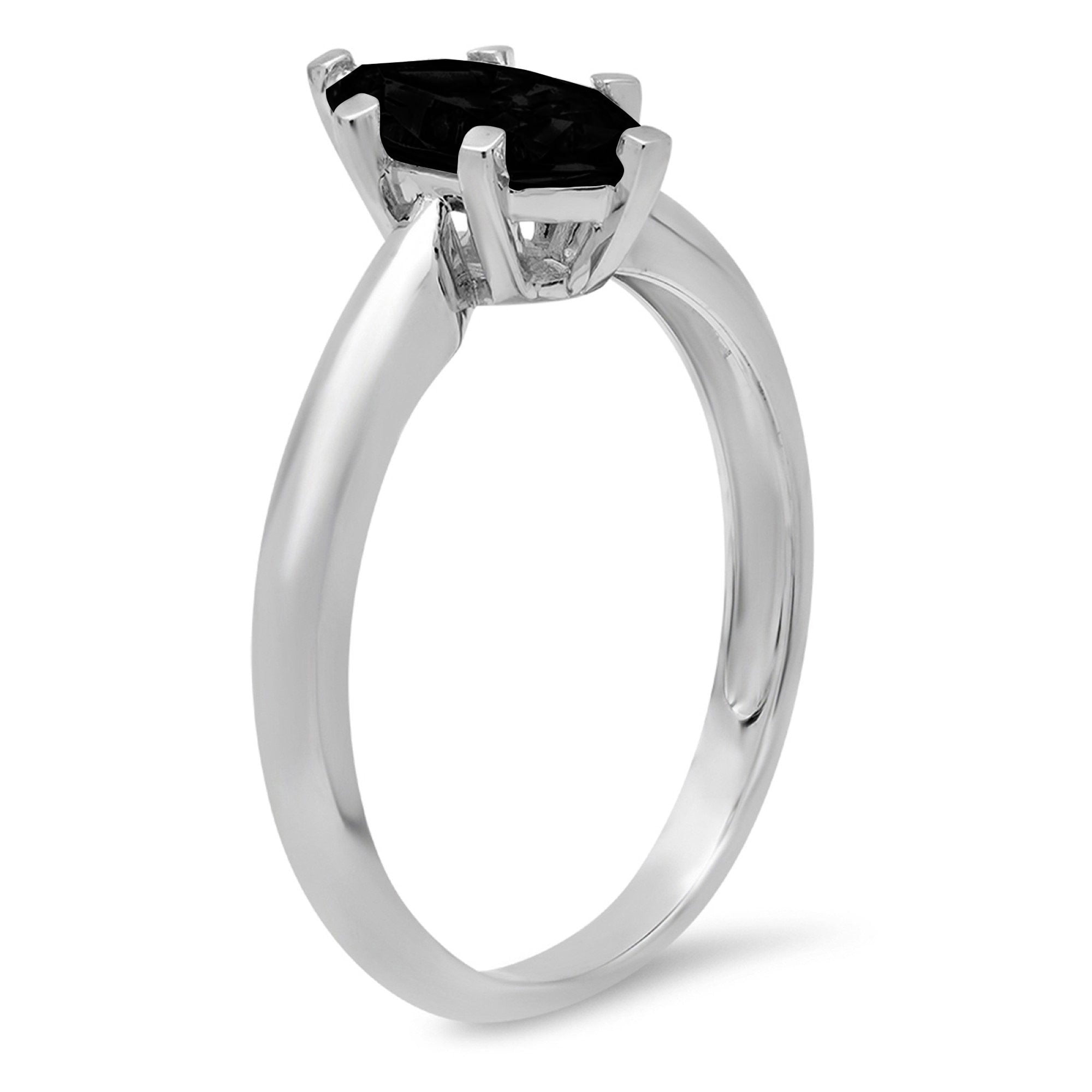 1.5 ct Marquise Cut Natural Onyx Solitaire Engagement Ring for Women in 18K White Gold - Walmart.com