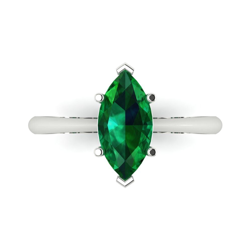 1.5 ct Marquise Cut Simulated Emerald Solitaire Engagement Ring for ...
