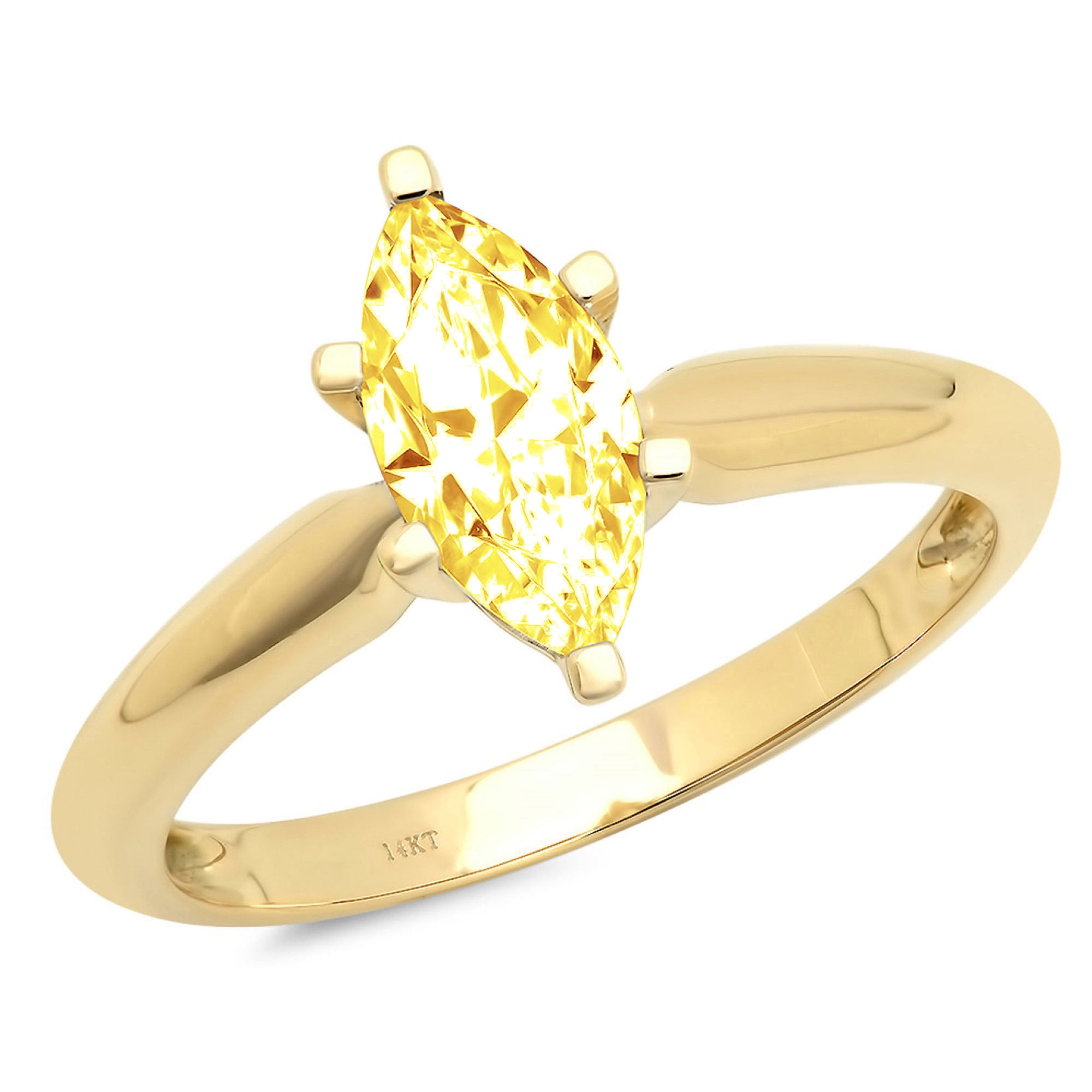 1.5 ct Marquise Cut Simulated Yellow Diamond Solitaire 14K Yellow Gold ...