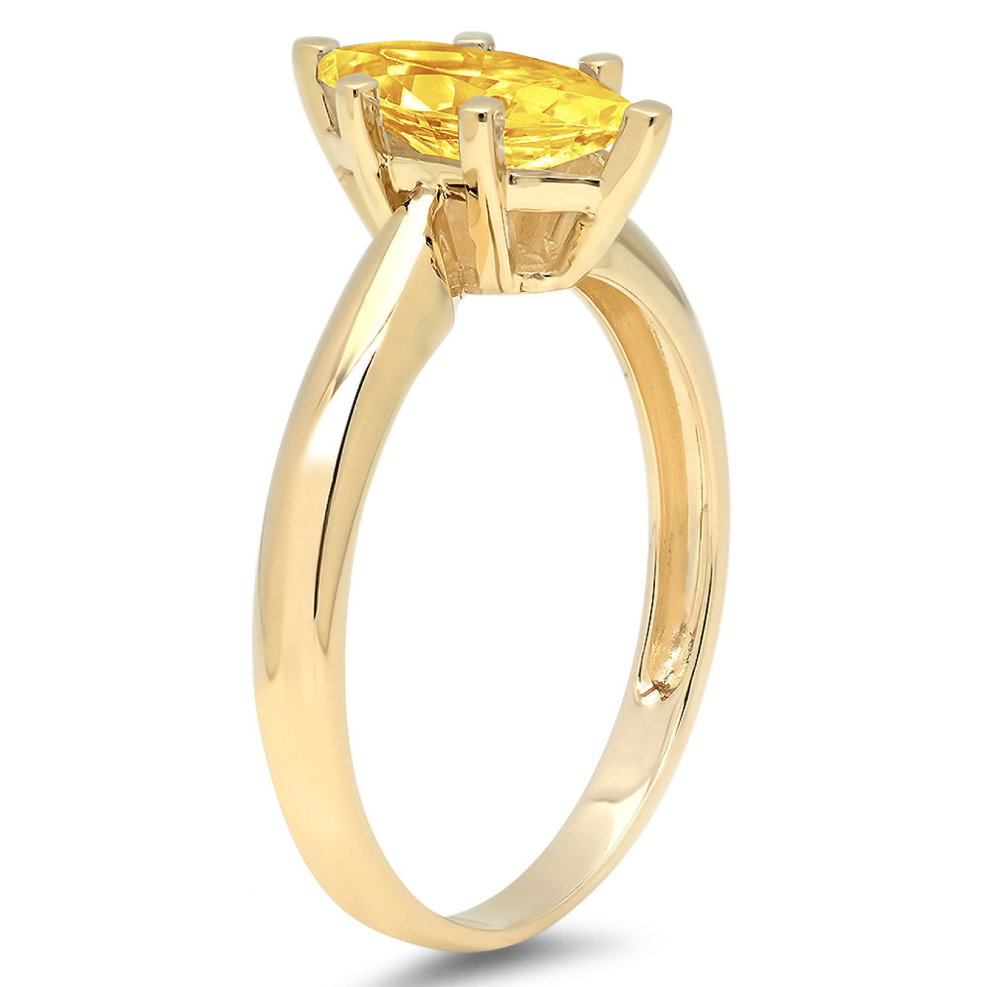1.5 ct Marquise Cut Simulated Yellow Diamond Solitaire Engagement Ring ...