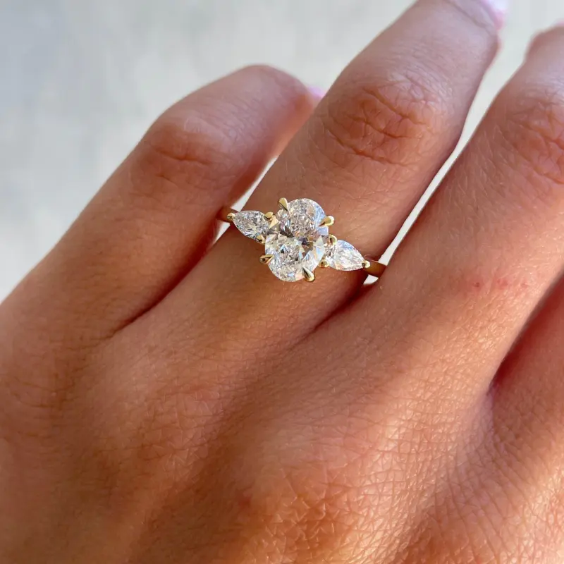 1.5 ct Oval Cut Moissanite Engagement Ring/ Gold Ring/Art Deco Vintage ...