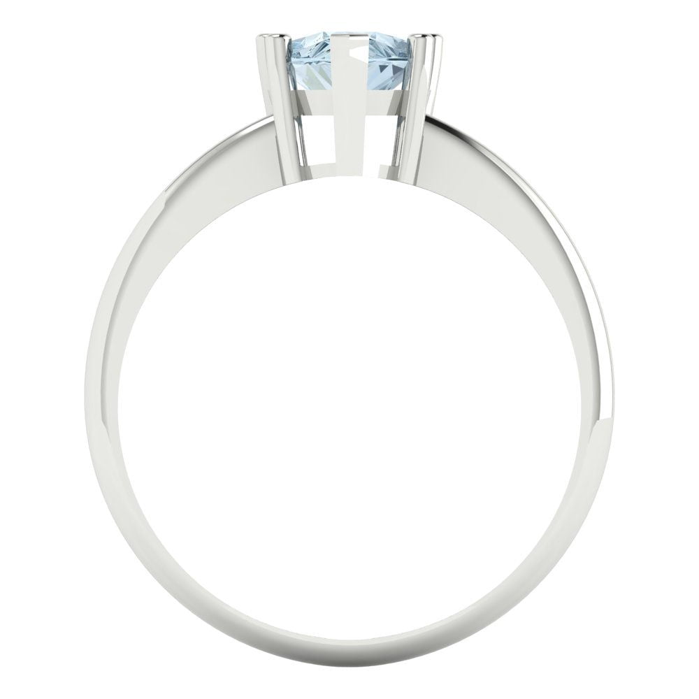 1.5 ct Pear Cut Natural Aquamarine Solitaire Engagement Ring for Women ...