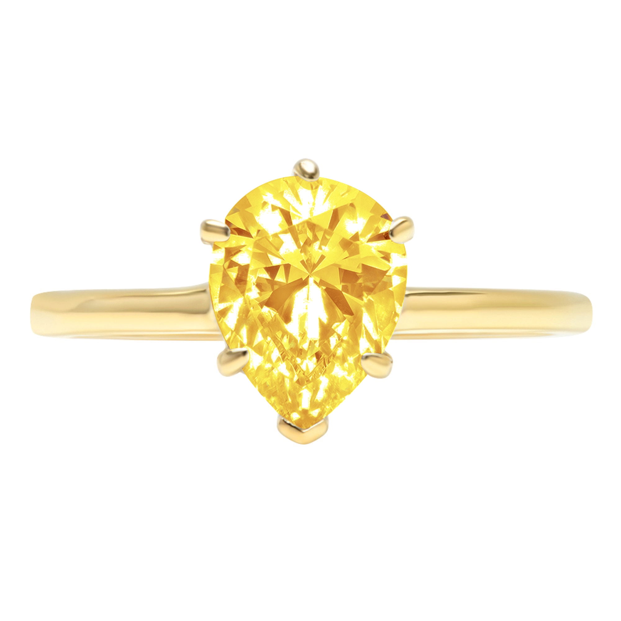 1.5 ct Pear Cut Simulated Yellow Diamond Solitaire 18K Yellow Gold ...