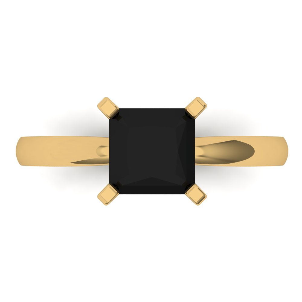 1.5 ct Princess Cut Natural Onyx Solitaire Engagement Ring for Women in ...