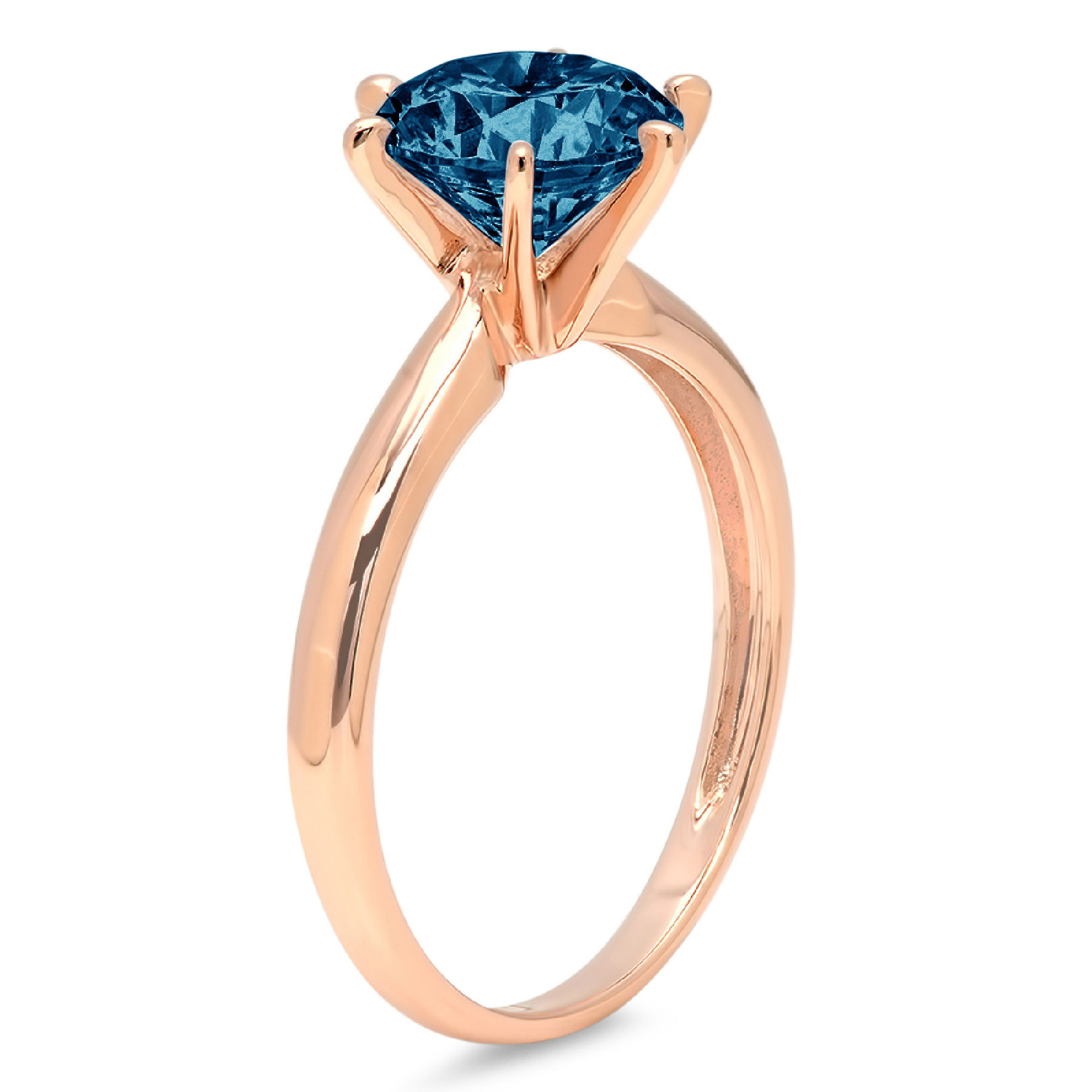 1.5 ct Round Cut Natural London Blue Topaz Solitaire Engagement Ring ...