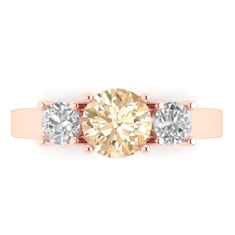 1.5 ct Round Cut Natural Morganite Three-Stone Engagement Ring for ...