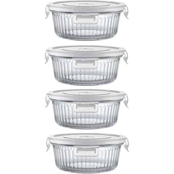 1.5 cup Round Glass Storage Containers with , 12oz Glass Meal Prep ...