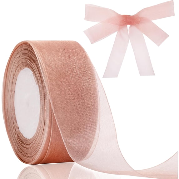 1.5 in Rose Gold Organza Gift Ribbon, 50 Yds Organza Sheer Chiffon ...