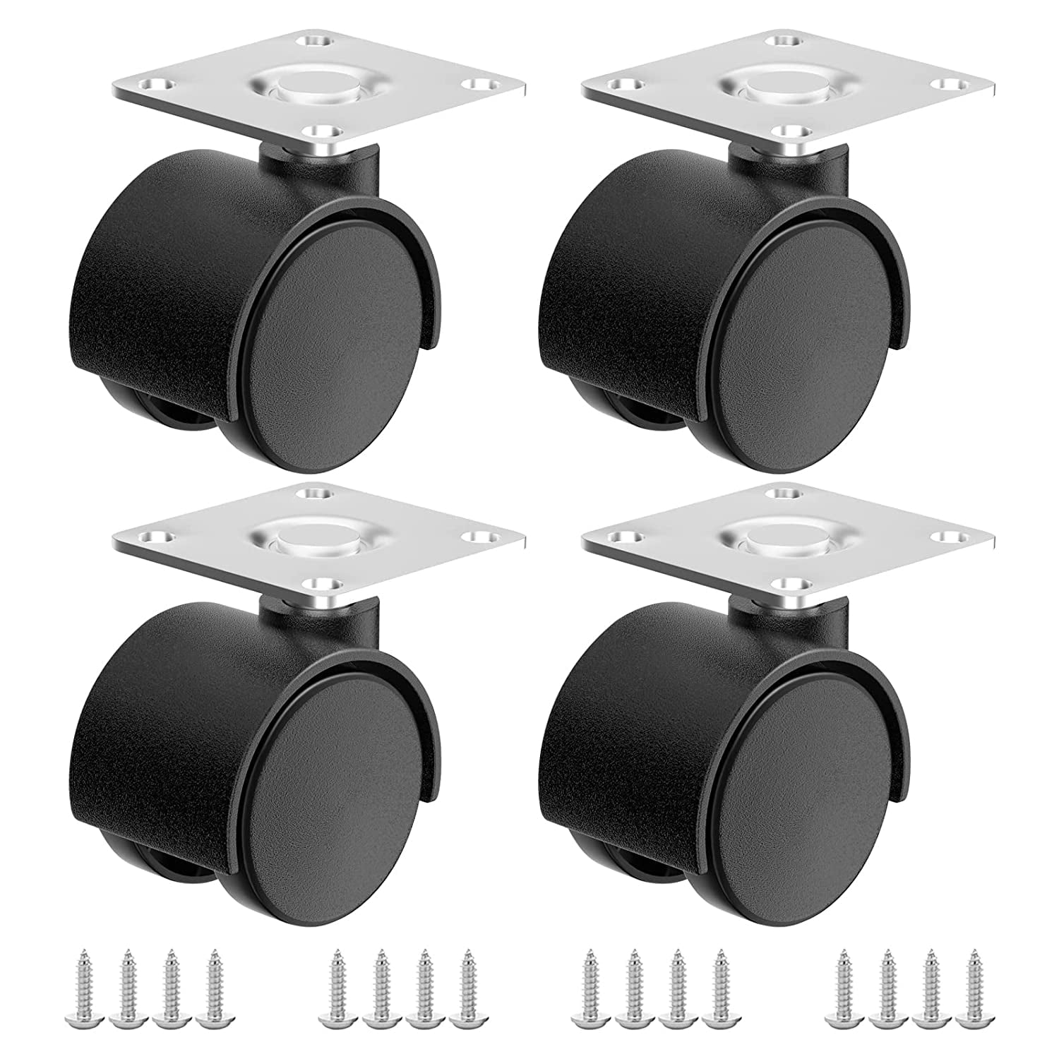 1.5 inch Caster Wheels, Casters Set of 4, Plastic Caster Wheels for ...