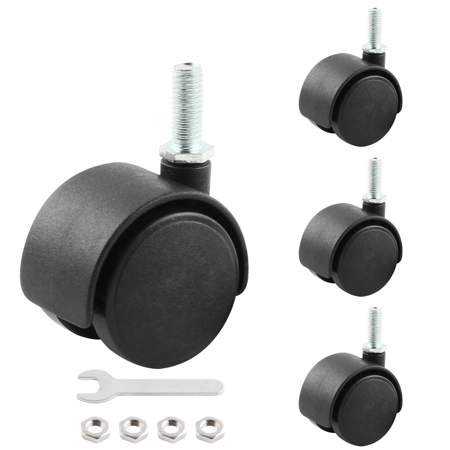 1.5 inch swivel caster wheels for hand trucks, 8-1.25x20 threaded rod ...
