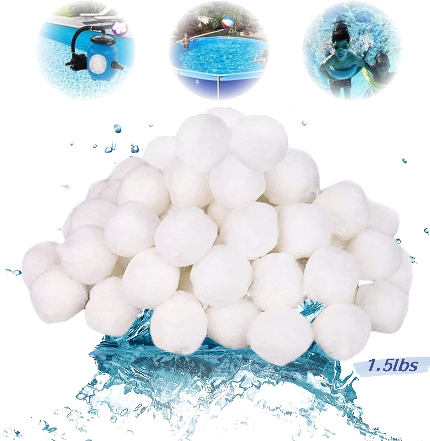 1.5 lbs Pool Filter Balls for Sand Filter TRIANU Reusable Fiber Filter ...