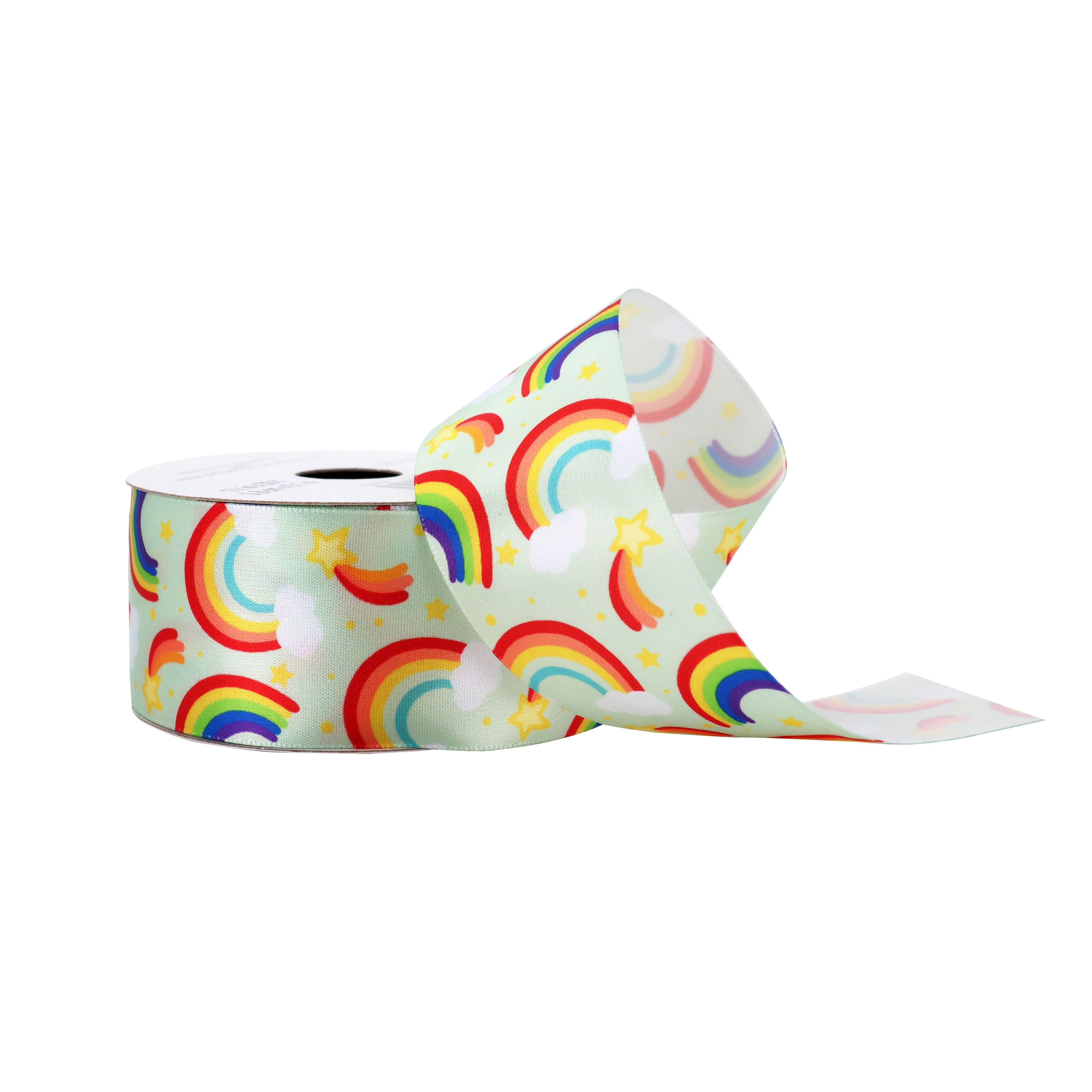 1.5" x 10yd. Rainbow Satin Ribbon by B2C™-Back to School Ribbon ...