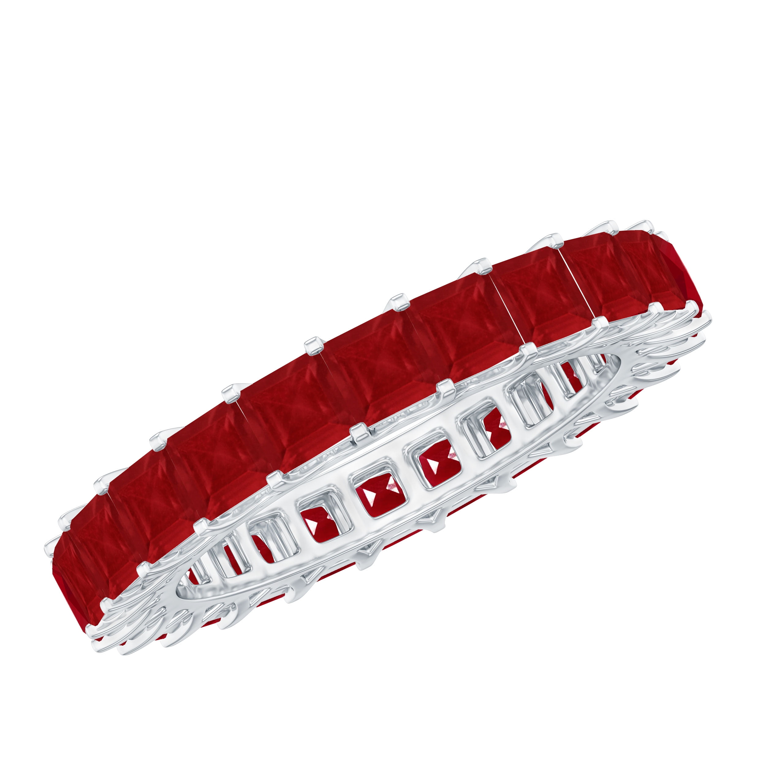 1.50 CT Red Ruby Eternity Ring, Princess Cut Ruby Ring for Women, Ruby ...