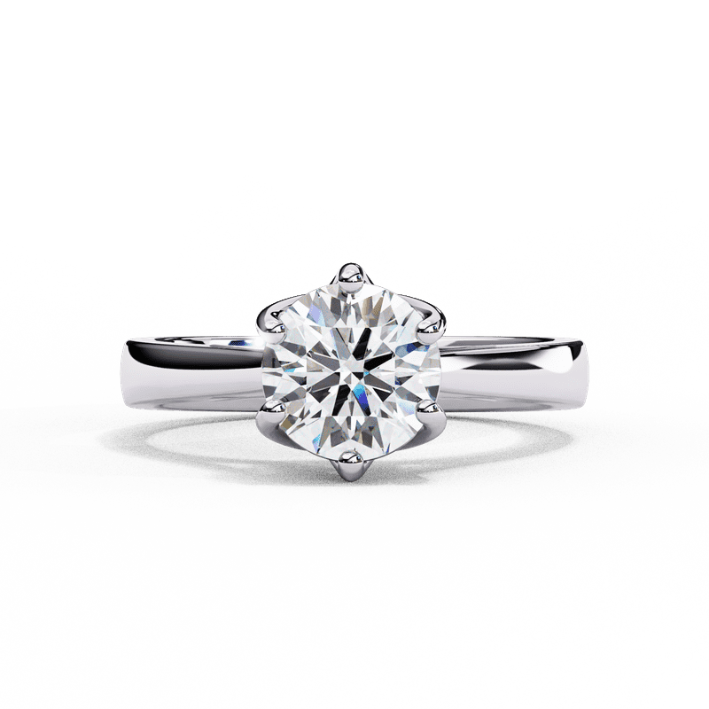 1.50 CT Round Brilliant Cut Diamond Six Claw Prongs Wedding Ring ...