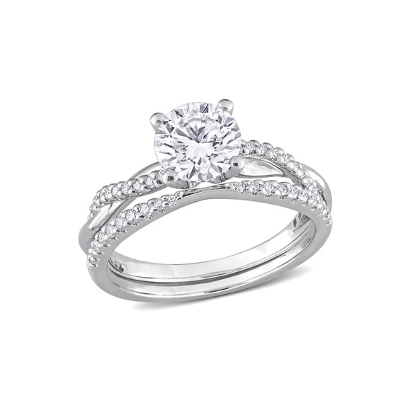 1.50 Carat (Ctw) Lab-Created Emerald and White Sapphire Bridal Wedding ...