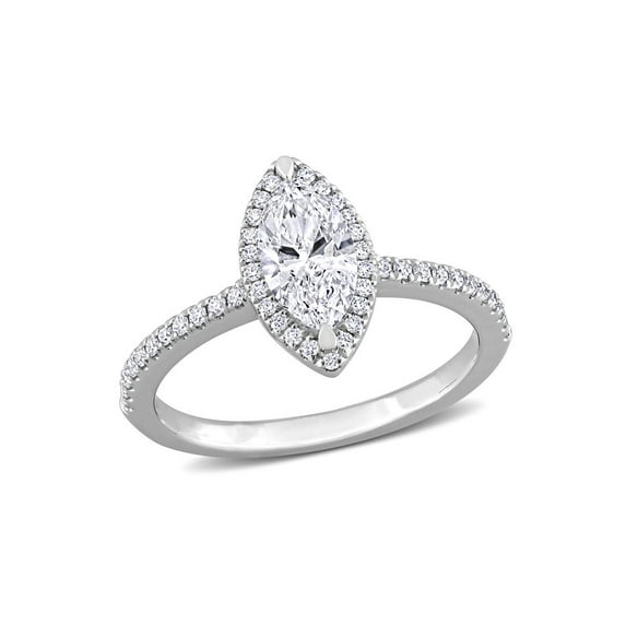 1.50 Carat (Ctw VS1-VS2) Lab-Grown Marquise Diamond Halo Engagement ...