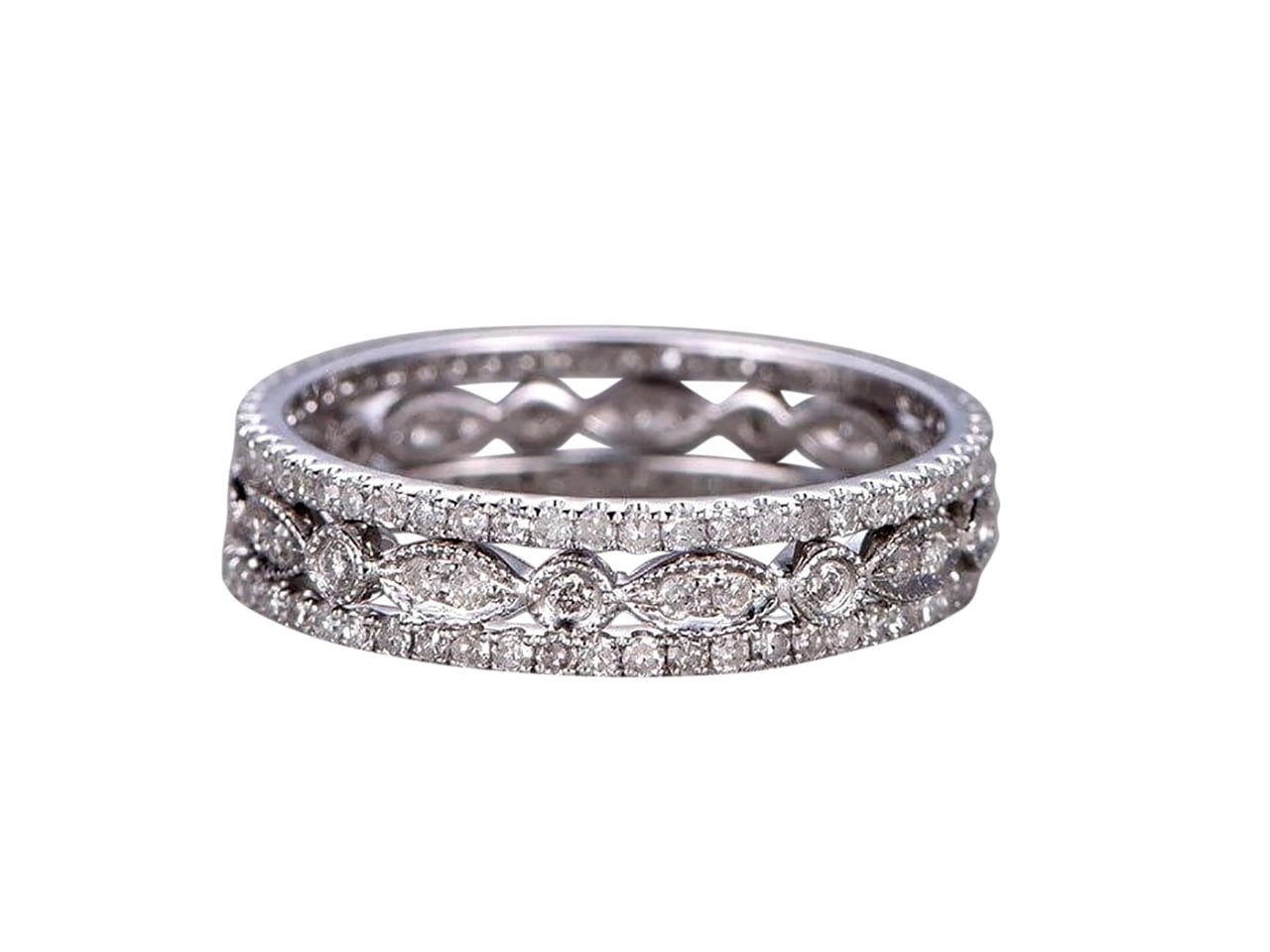 1.50 Carat Moissanite 3 wedding Ring set Wedding Band Stackable Ring set Anniversary Ring Bridal ...