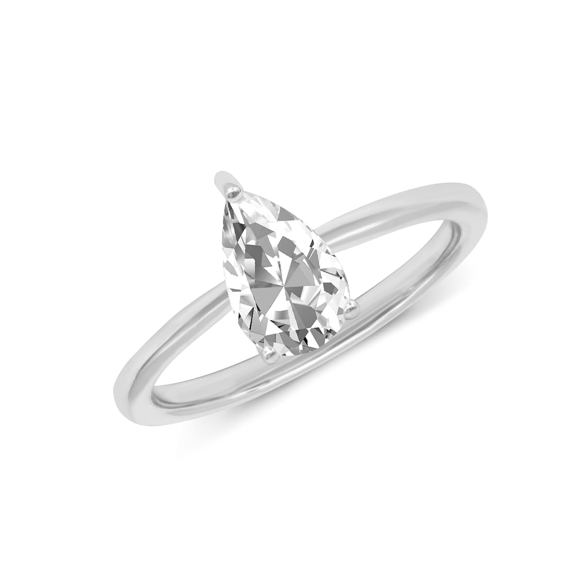 1.50 Carat - Pear Cut Lab Grown Basket Regular Shank Setting Solitaire ...