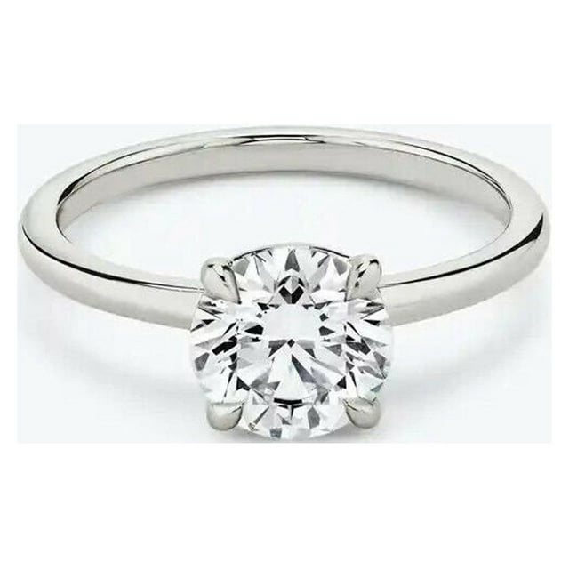 1.50 Ct Round Moissanite Solitaire Wedding Ring Set\18K White Gold ...