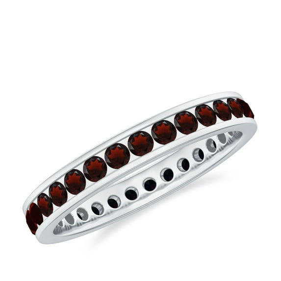 1.50 Ctw Channel Set Round Red Garnet 925 Sterling Silver Eternity ...
