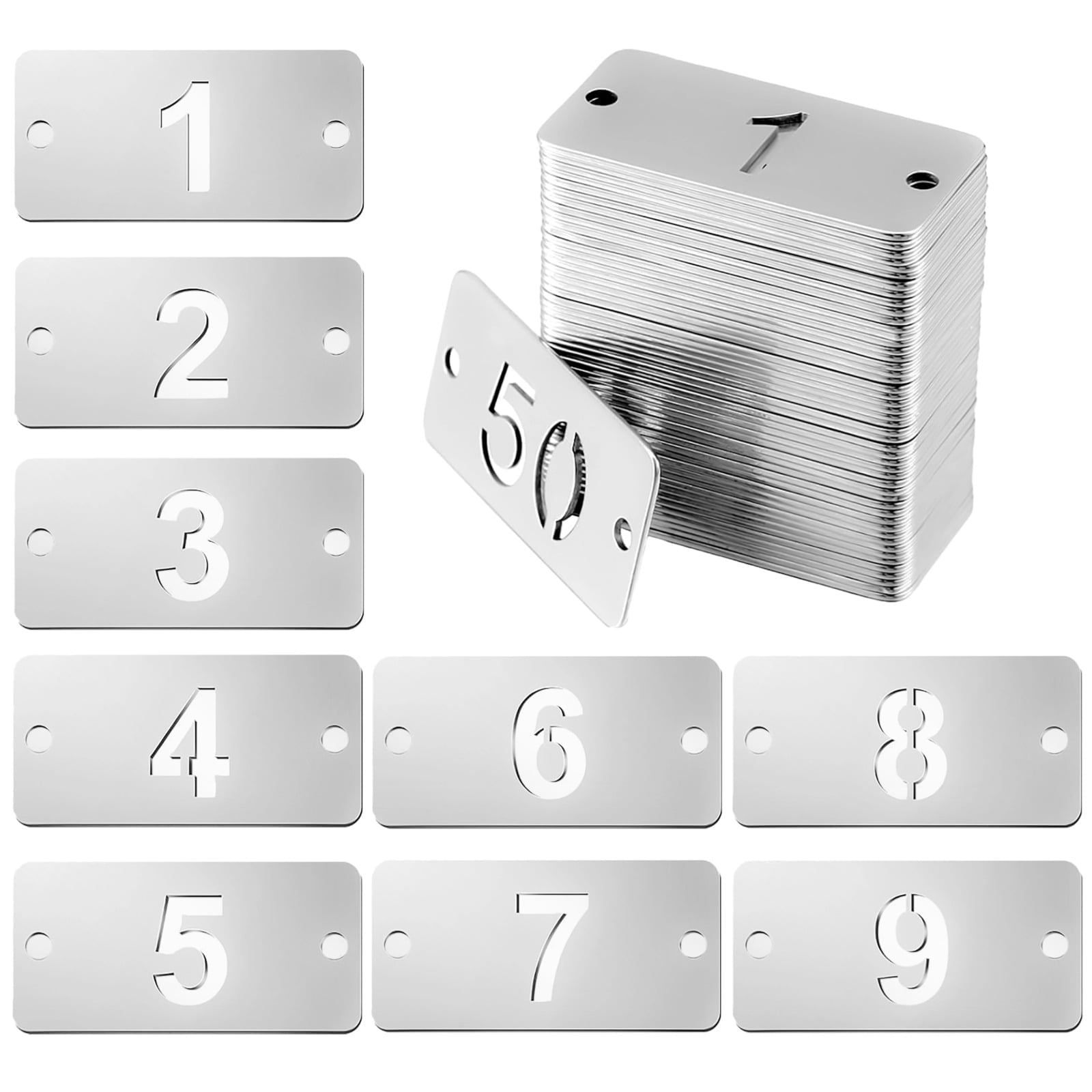 1-50 Metal Number Tags, Stainless Steel Consecutive Numbering Tags with ...