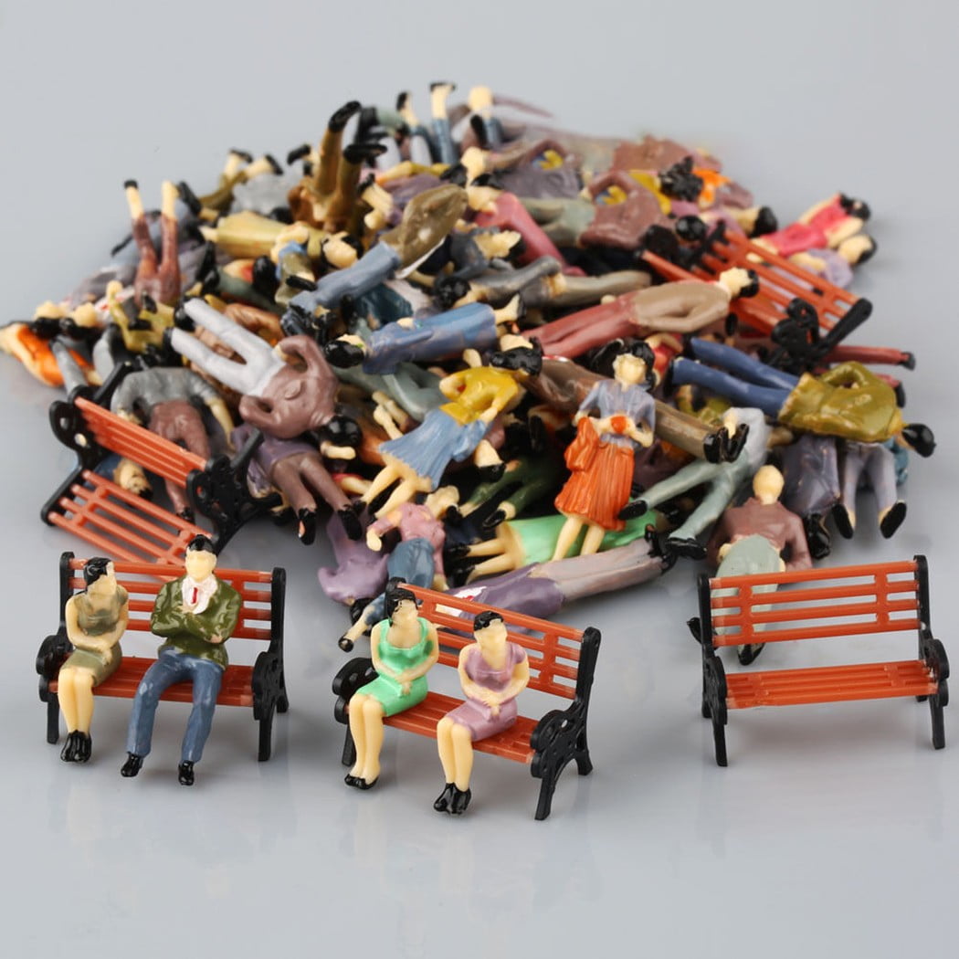 1:50 Scale Painted Model People Figures with 1:75 Model Benches for ...