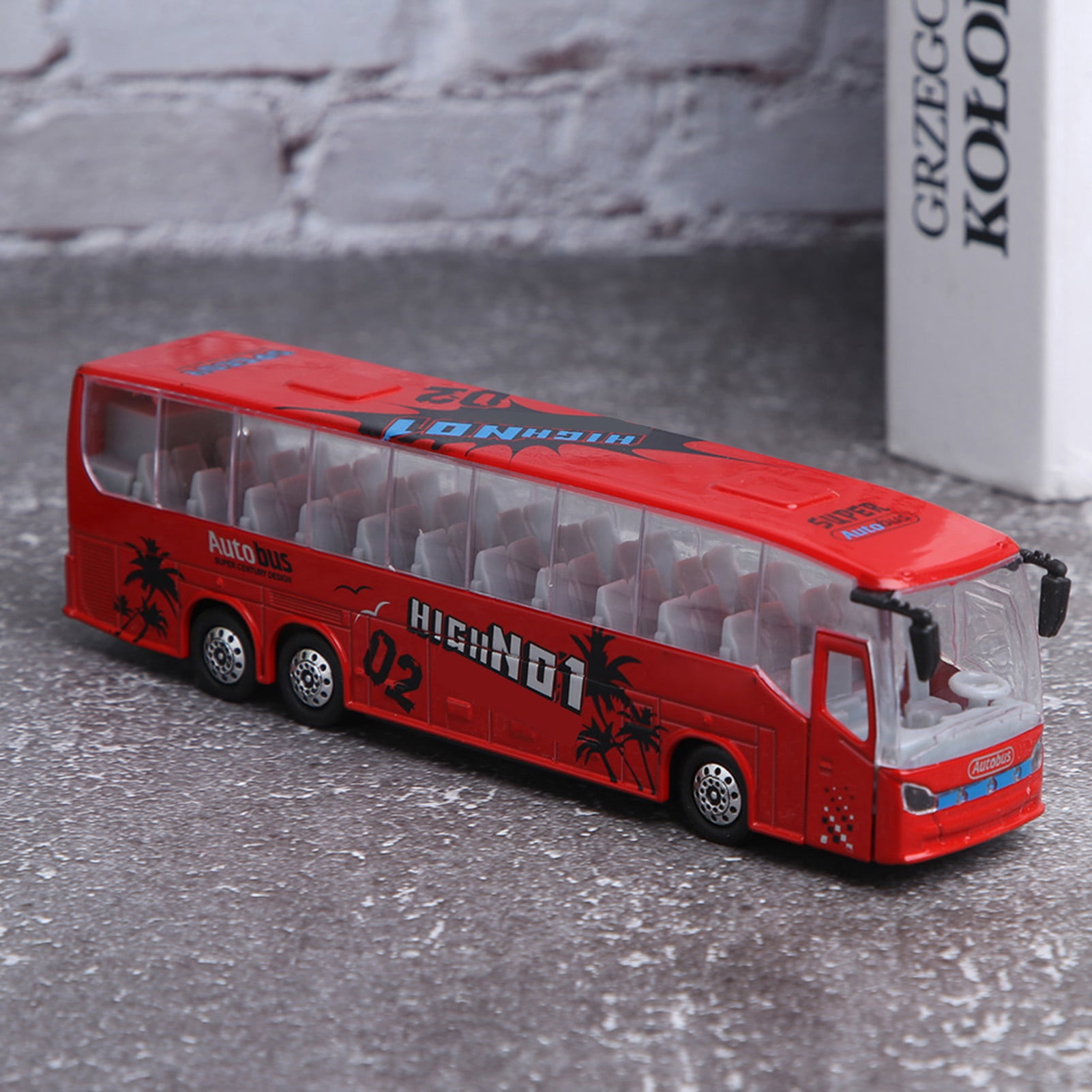 1:50 Simulation Transit Bus Model Toy Pull Back Bus Toy with Light and ...