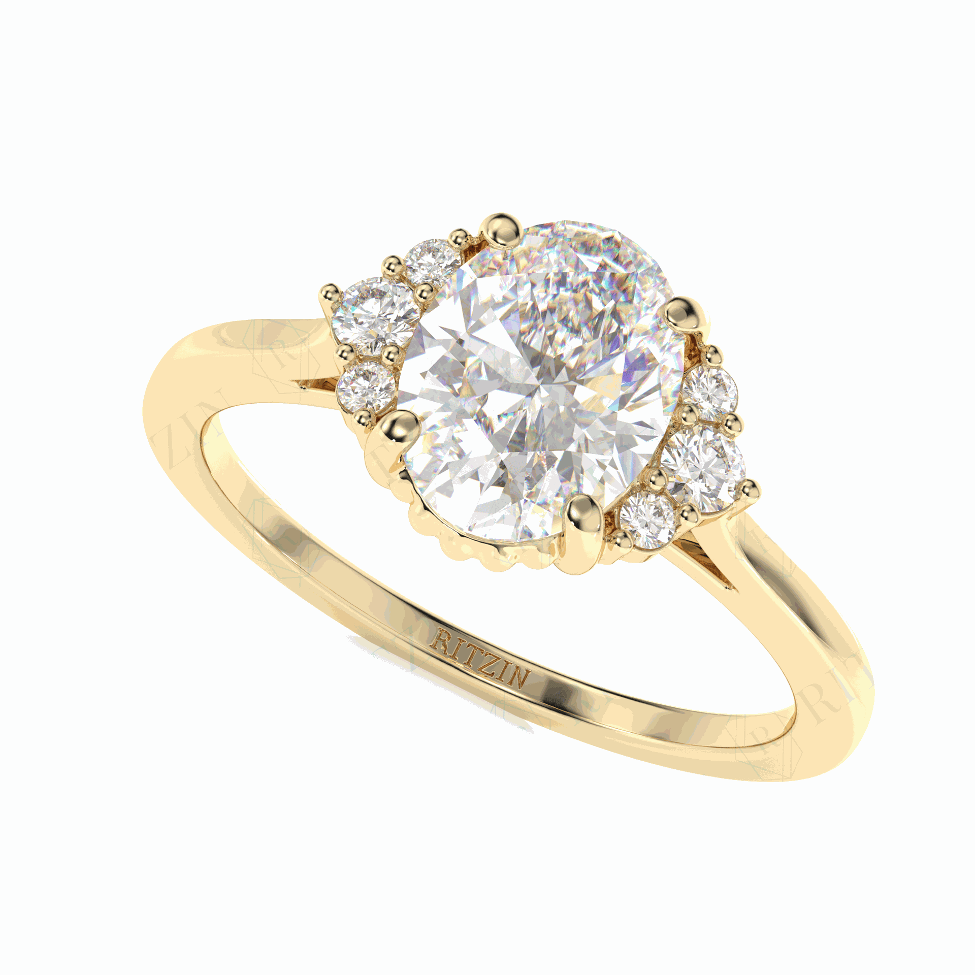 1.50 TCW Lab Grown Diamond Oval Cut Cluster Engagement Ring 10K Yellow ...