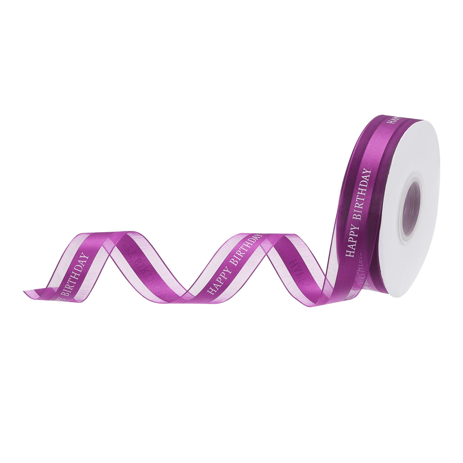 1" 50 Yard Happy Birthday Ribbon Chiffon Organza Satin Ribbon for Gift ...