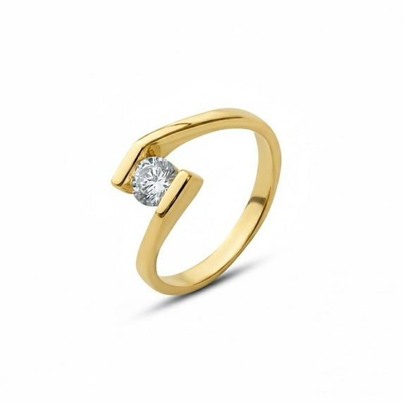 1.50 carat Stylish Lab Grown Diamond Round Cut Ring –14K Yellow Gold ...