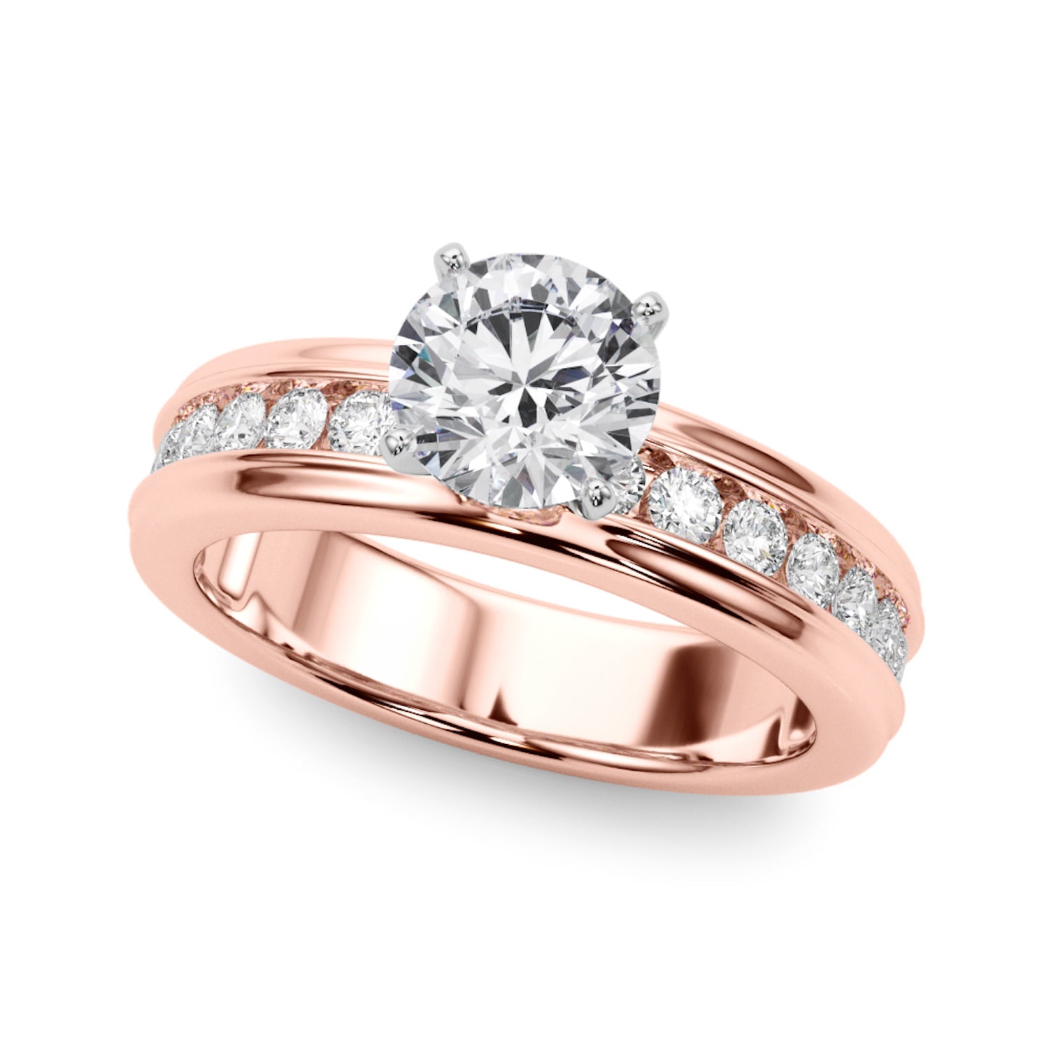 1.50CTW Lab-Grown Diamond 14K Rose Gold Channel Set Engagement Ring ...