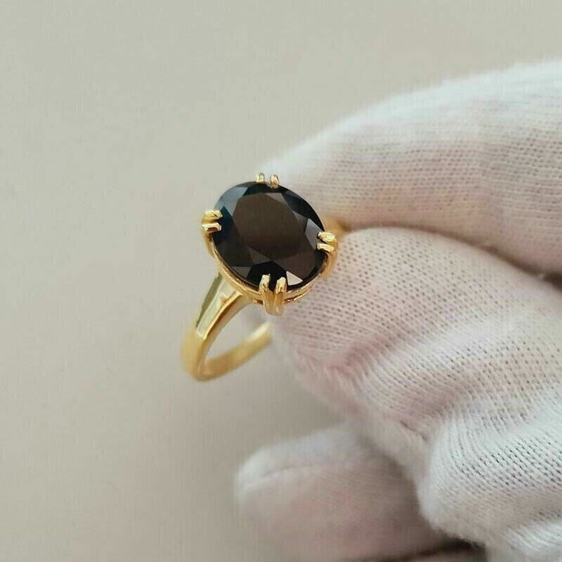 1.50Ct Oval Cut Lab Created Black Diamond Engagement Ring 14K Yellow ...