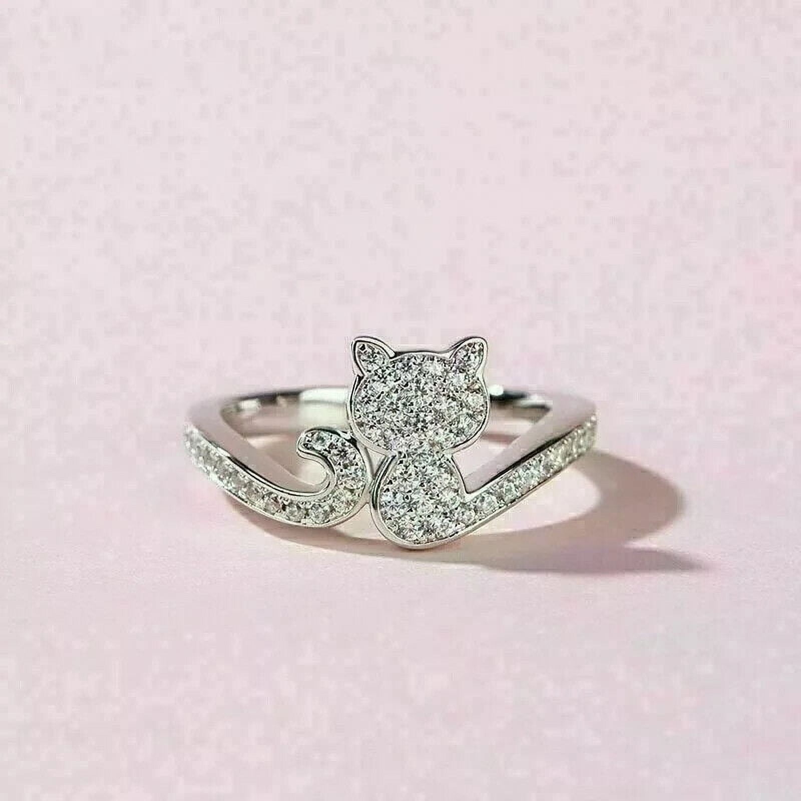 1.50Ct Round Cut Lab Created Diamond Women's Cat Wedding Ring 14K White ...