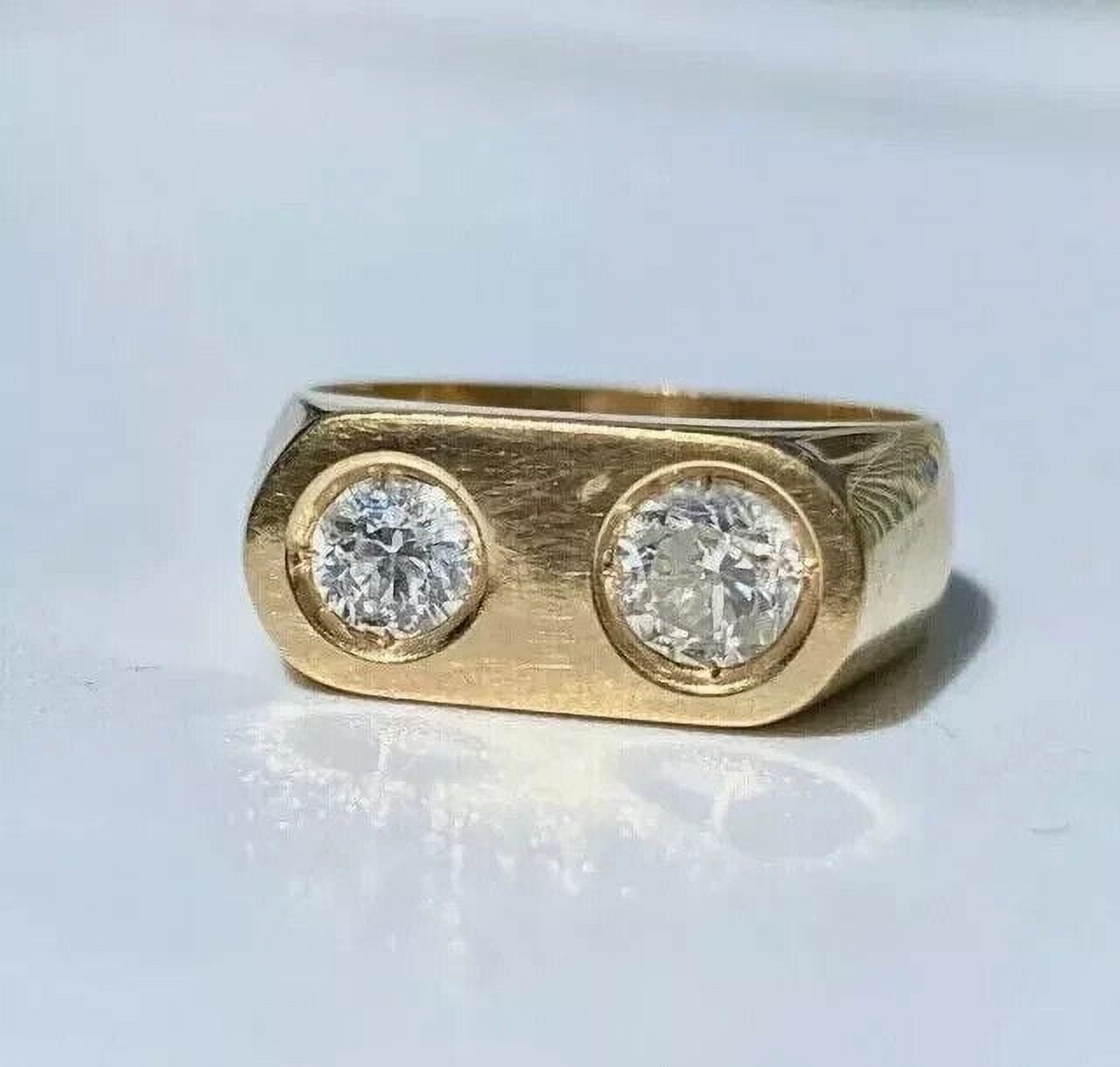 1.50Ct Round Cut Simulated Diamond Bezel Set Pinky Band Men's Ring 14K ...